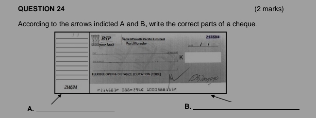 Solved: According to the arrows indicted A and B, write the correct ...