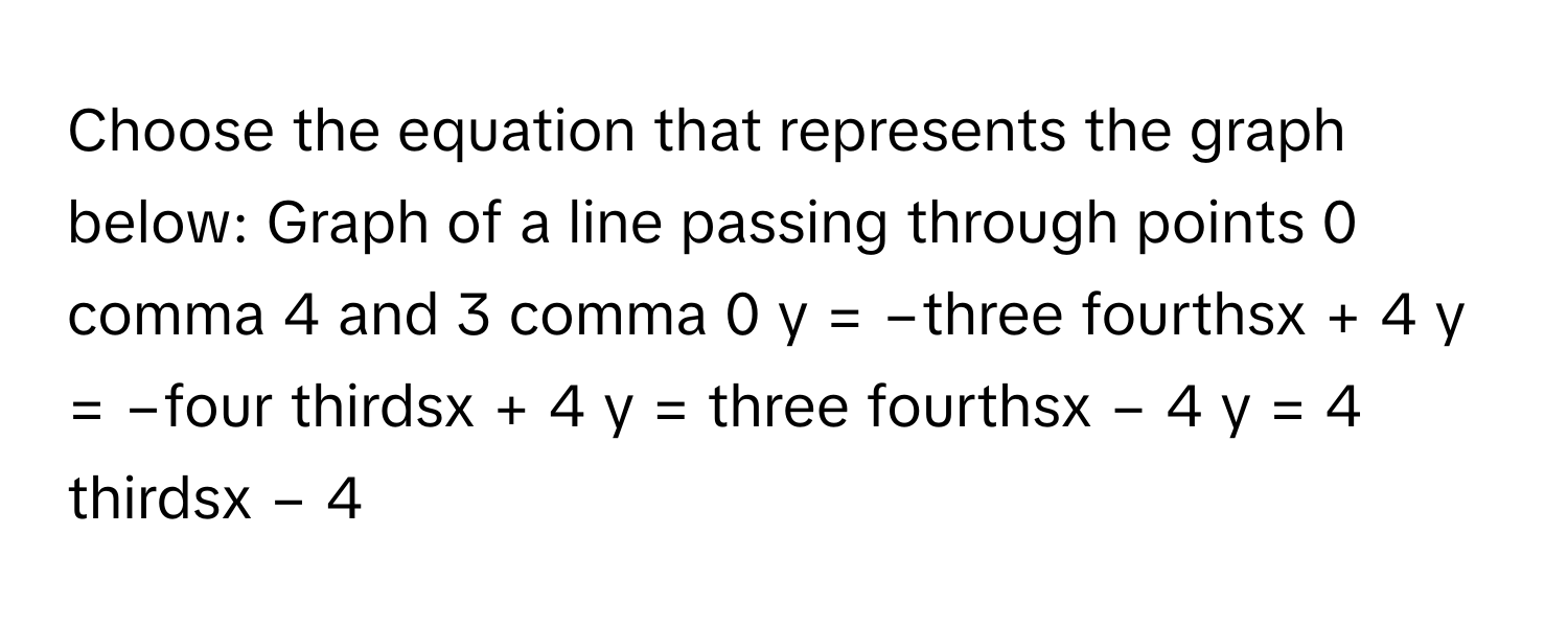 Solved: Choose the equation that represents the graph below: Graph of a ...