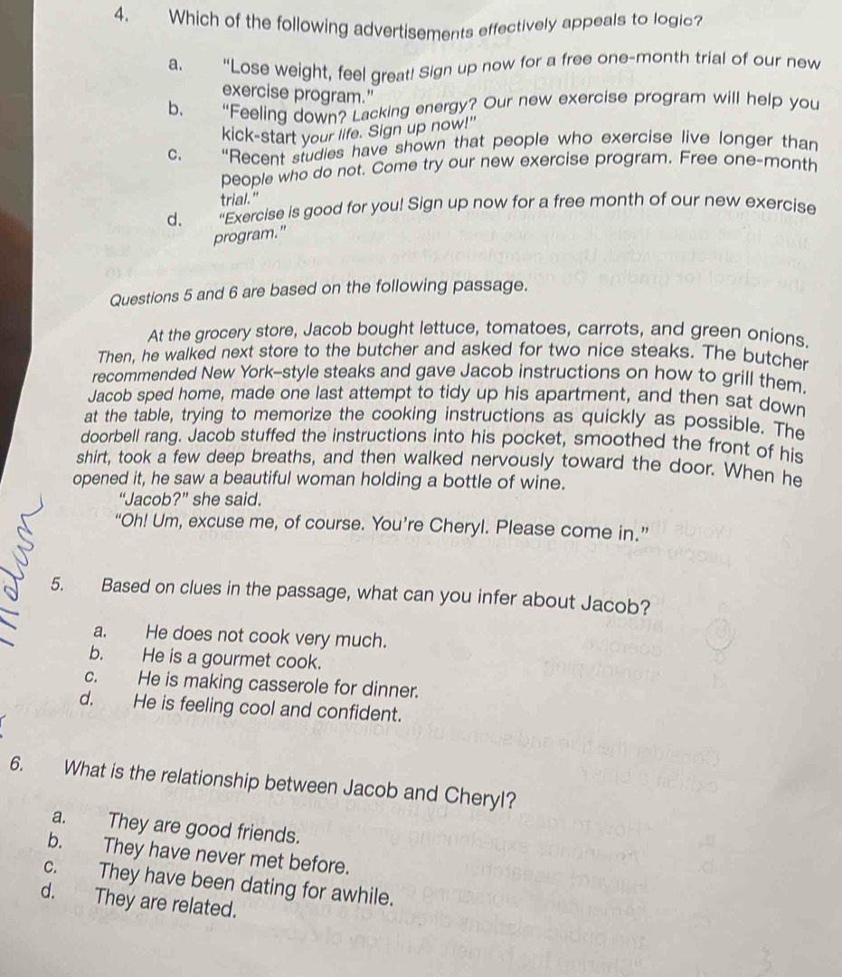 Solved: Which of the following advertisements effectively appeals to ...