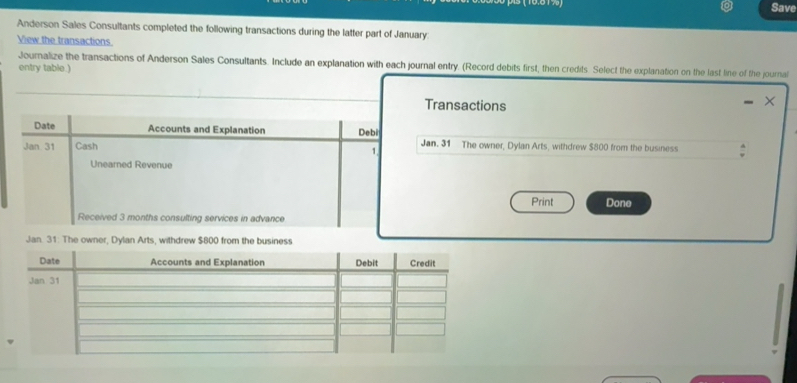 Solved: Save Anderson Sales Consultants completed the following ...