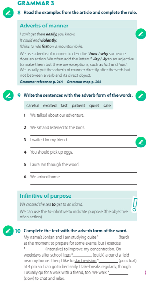 Risolto:GRAMMAR 3 8 Read the examples from the article and complete the ...