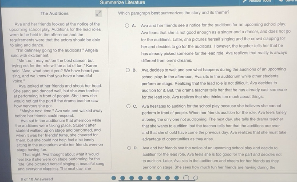 Solved: Summarize Literature The Auditions Which paragraph best ...