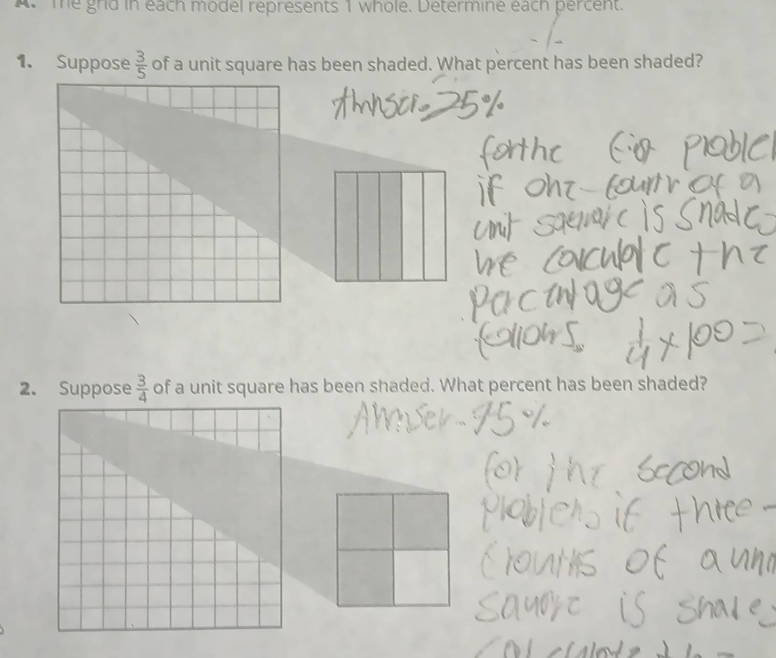 Solved: Te grid in each model represents 1 whole. Determine each ...