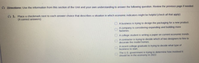 Résolu :Ω Directions: Use the information from this section of the Unit ...