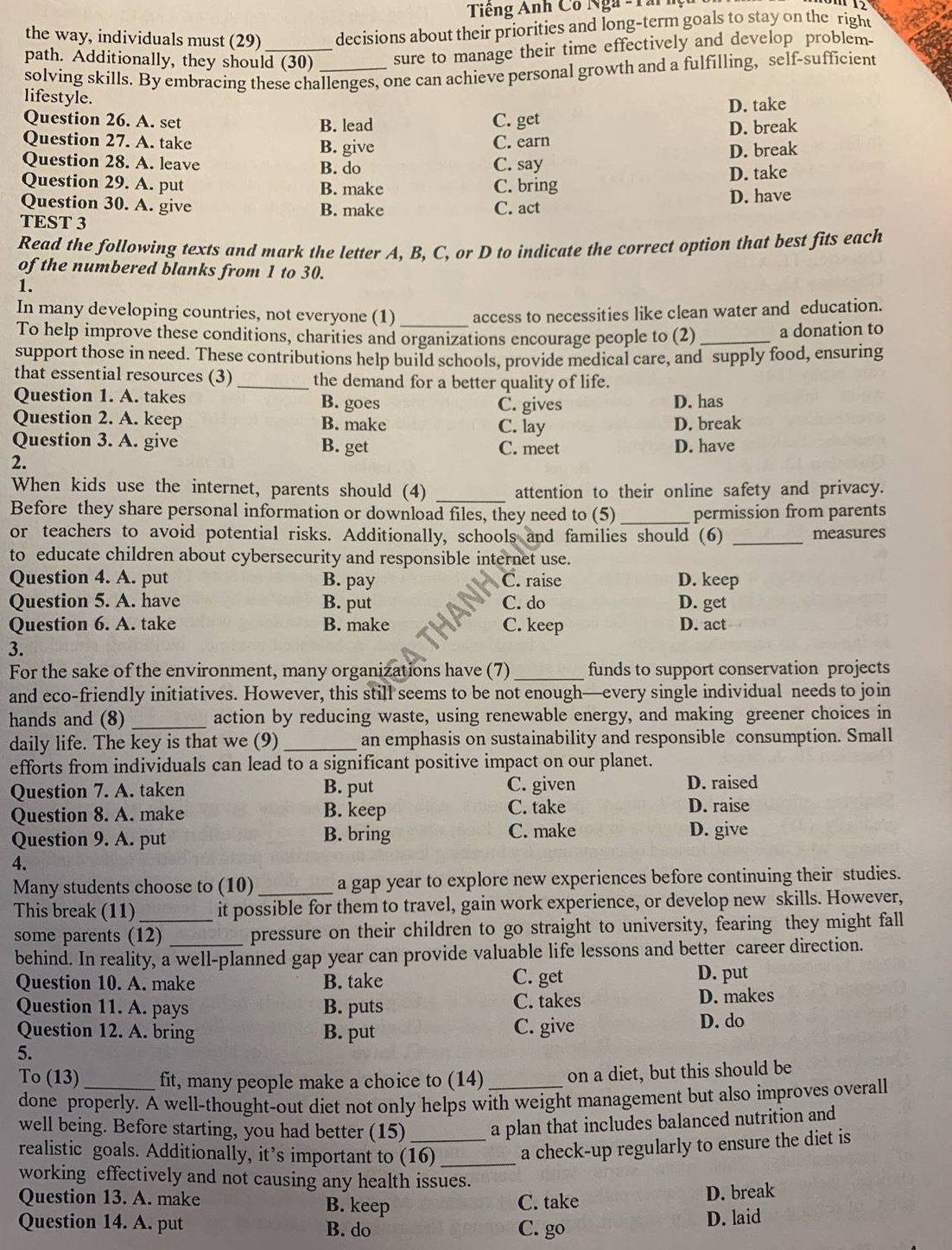 Giải quyết:Tiếng Anh Có Nga -Tanh the way, individuals must (29 ...