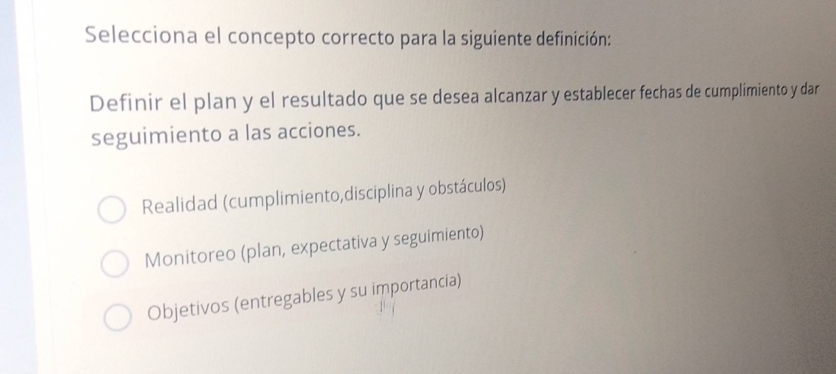 Resuelto:Selecciona el concepto correcto para la siguiente definición ...