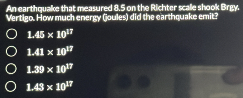Solved: An earthquake that measured 8.5 on the Richter scale shook Brgy ...