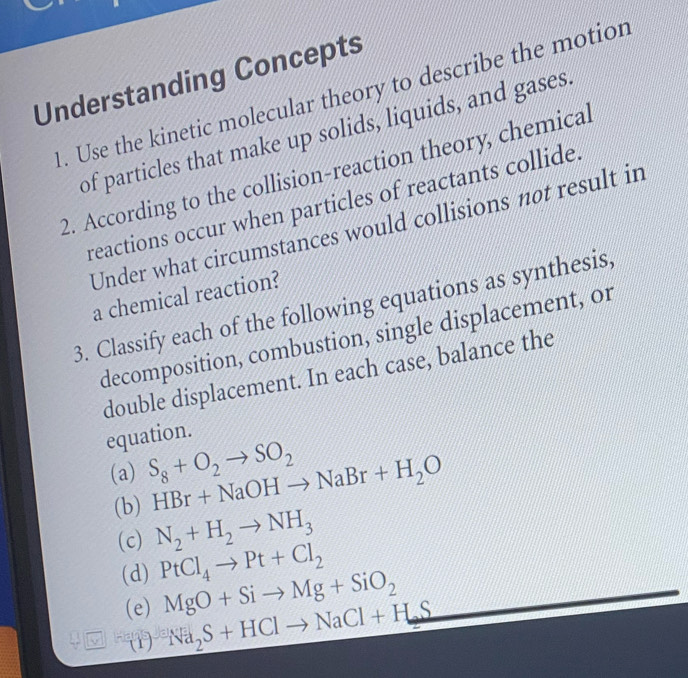 Solved: Understanding Concepts . Use the kinetic molecular theory to ...