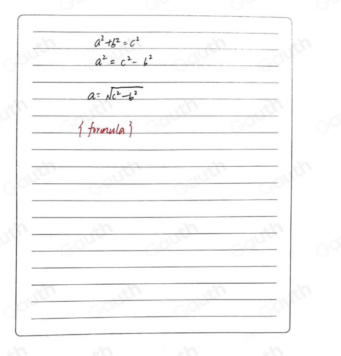 Solved: The Pythagorean Theorem, given by the formula a^2+b^2=c^2 ...