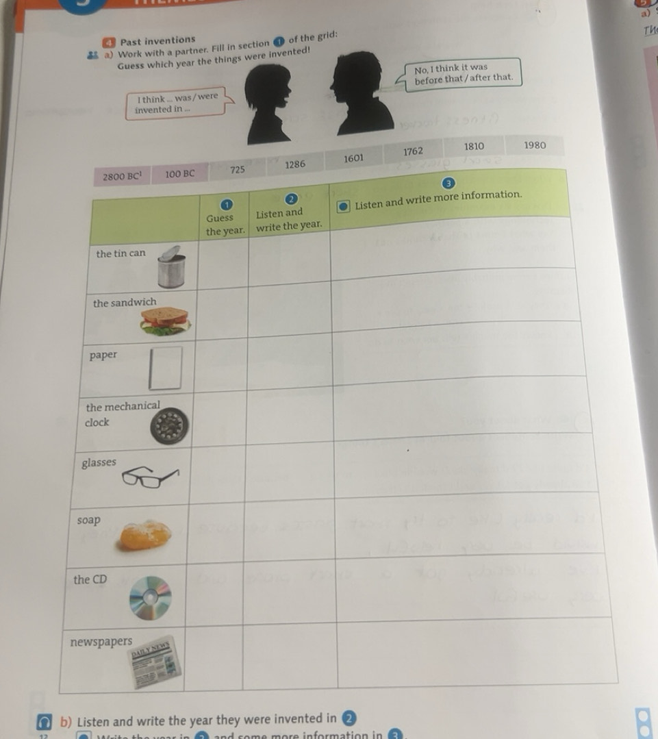 Gelöst:Past inventions a) Work with a partner. Fill in section 6 of the ...