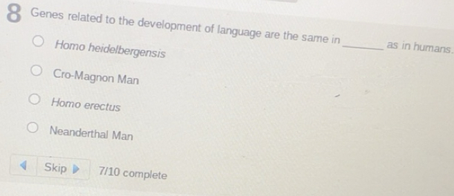 Solved: Genes related to the development of language are the same in ...
