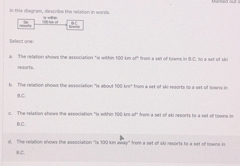 Solved: Marked out o In this diagram, describe the relation in words ...
