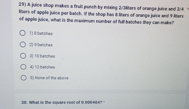 Solved: A juice shop makes a fruit punch by mixing 2/3liters of orange ...