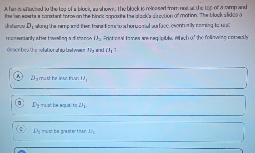 Solved: A fan is attached to the top of a block, as shown. The block is ...