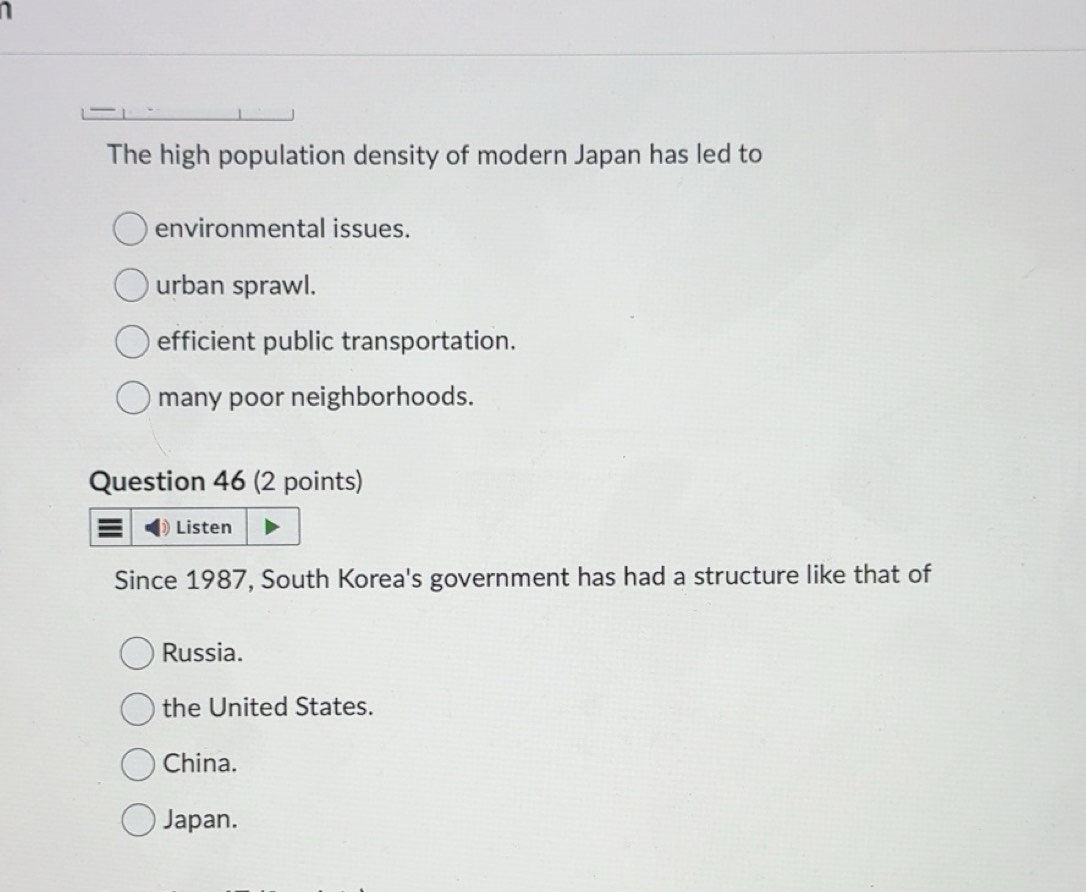 Solved: The high population density of modern Japan has led to ...