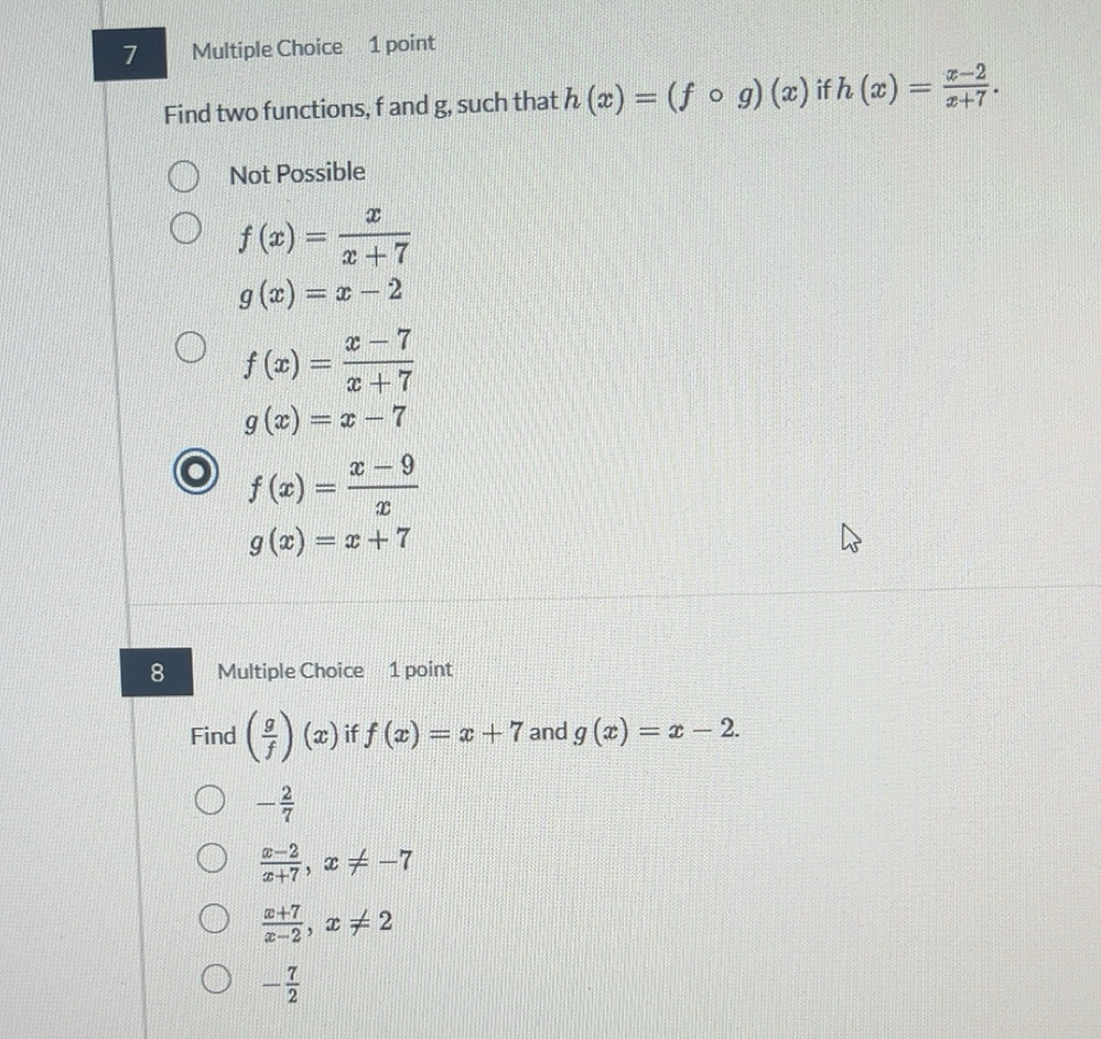 Solved: Find two functions, f and g, such that h(x)=(fcirc g)(x) if h(x ...