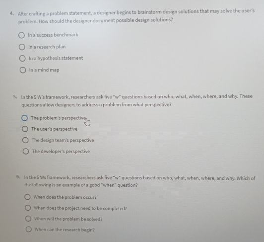แก้ไขแล้ว:After crafting a problem statement, a designer begins to ...