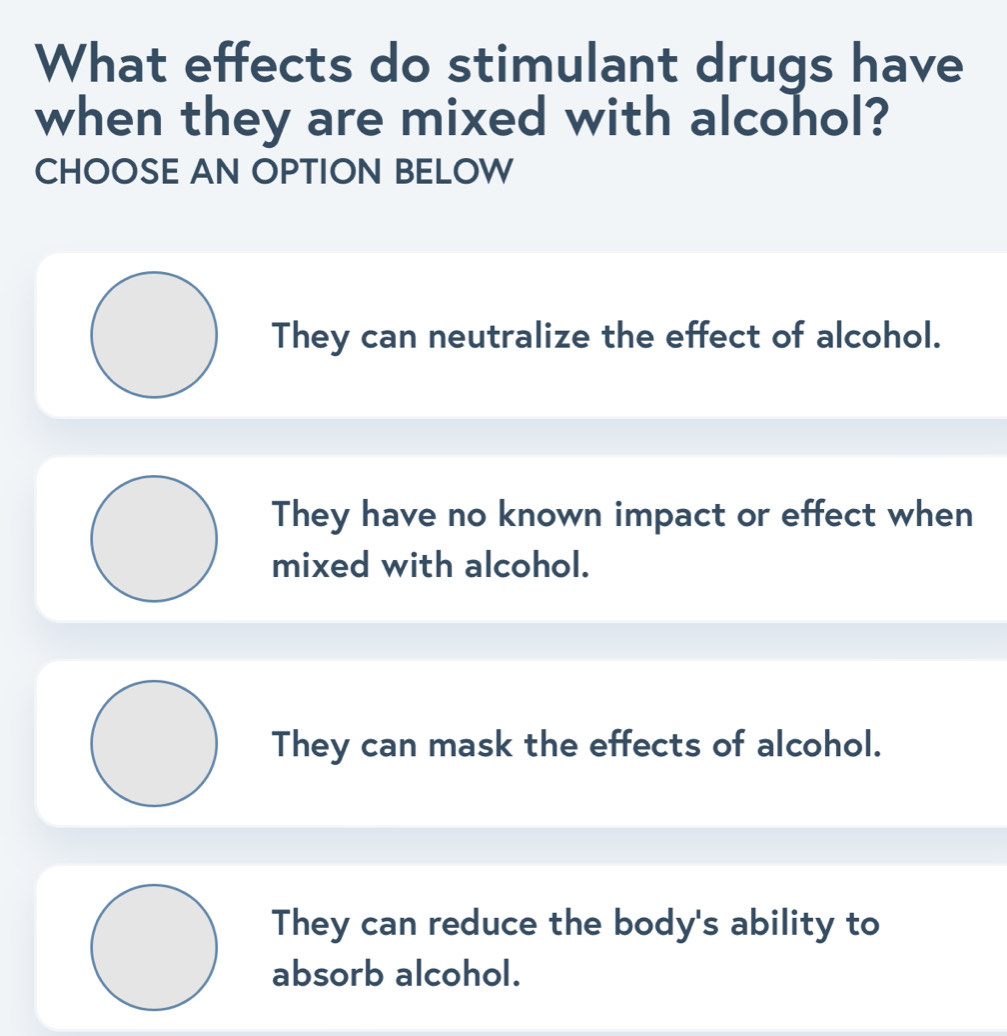 Solved: What effects do stimulant drugs have when they are mixed with ...