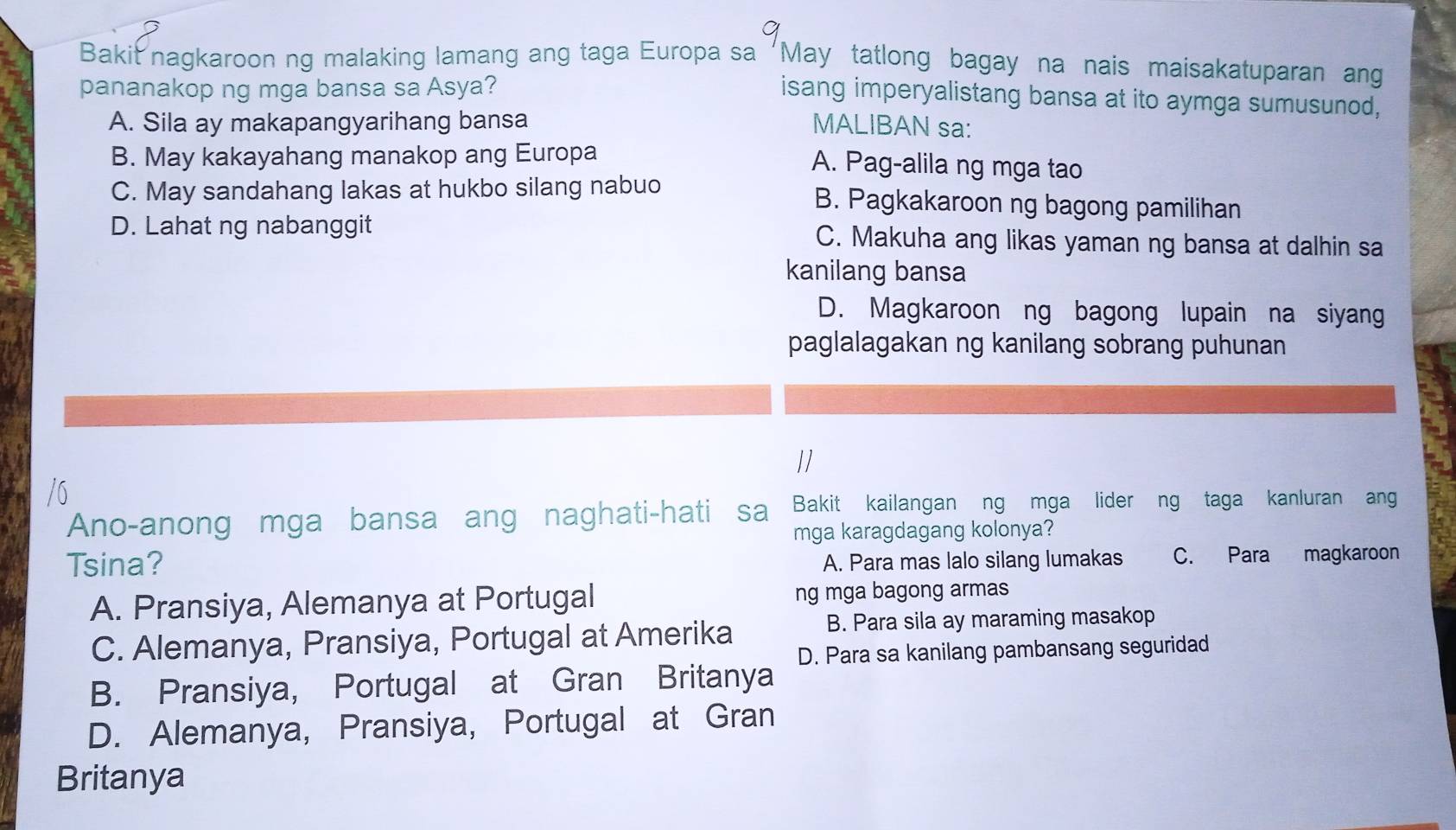Solved: Bakit nagkaroon ng malaking lamang ang taga Europa sa May ...