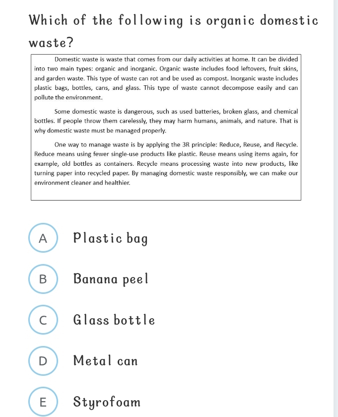 Telah dijawab:Which of the following is organic domestic waste ...