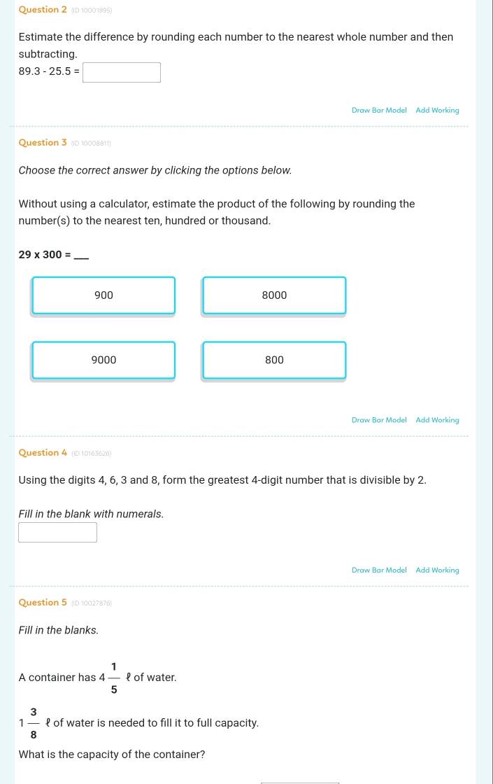 Solved: (ID 10001895) Estimate the difference by rounding each number ...