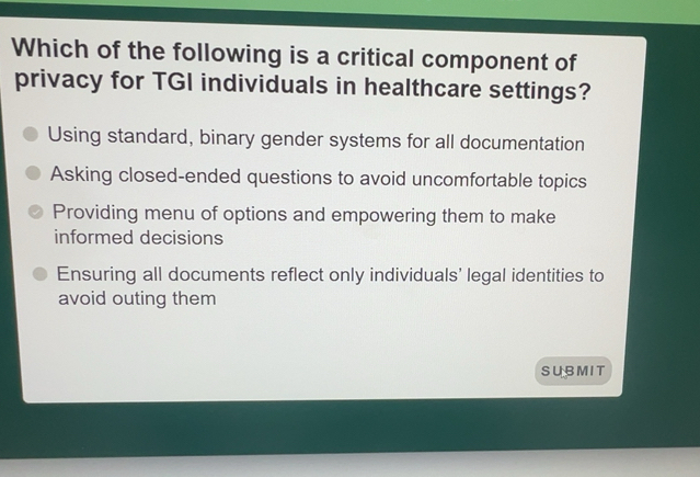 Solved: Which of the following is a critical component of privacy for ...