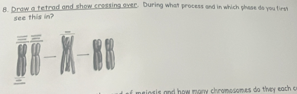 Solved: Draw a tetrad and show crossing over. During what process and ...