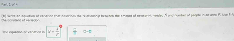 Solved: Write an equation of variation that describes the relationship ...