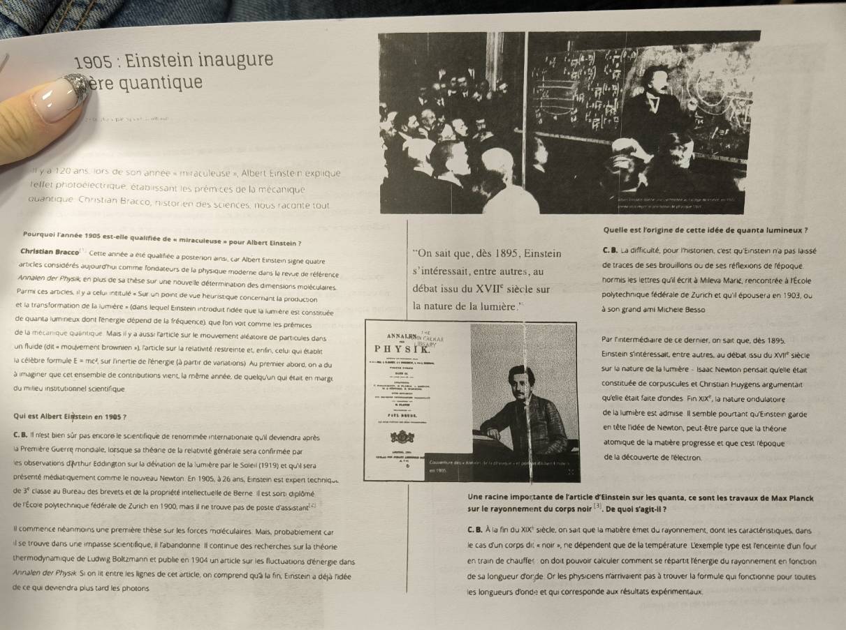 Résolu :1905 : Einstein inaugure ère quantique Ily a 120 ans, lors de ...