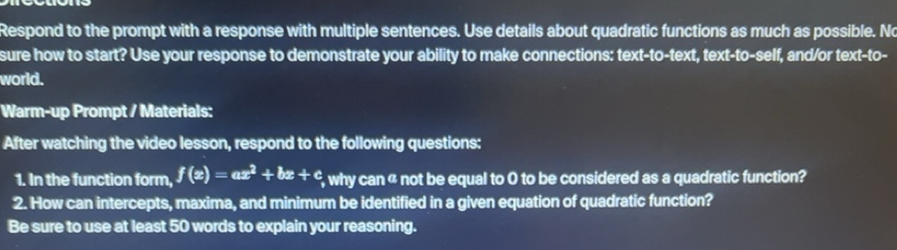 Solved: Respond to the prompt with a response with multiple sentences ...