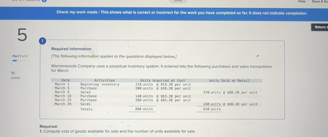 Solved: Help Save & Ex Check my work mode : This shows what is correct or incorrect for the work ...