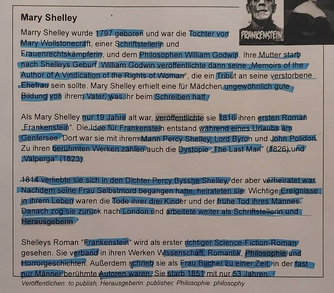 Gelöst:Mary Shelley Marry Shelley wurde 1797 geboren und war die ...