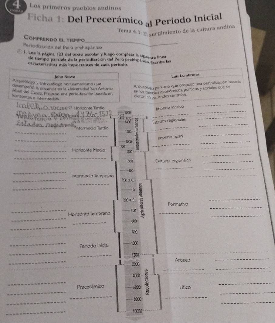 Resuelto:Los primeros pueblos andinos Ficha 1: Del Precerámico al ...