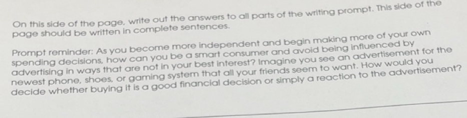 Solved: On this side of the page, write out the answers to all parts of ...