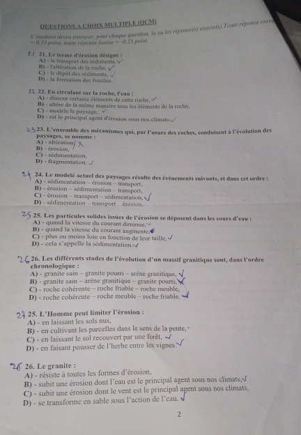Résolu :CHOIX MULTIPLE (QCM) L'étudiant devra entourer, pour chaque ...