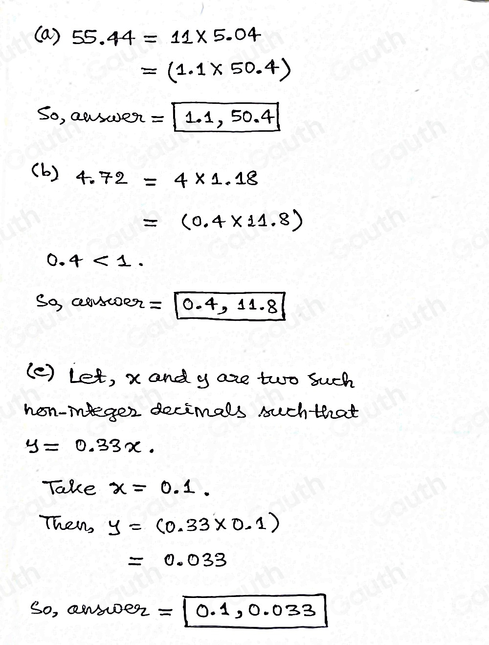 Solved: Find two non-integer decimals whose product is 55.44. (Enter ...