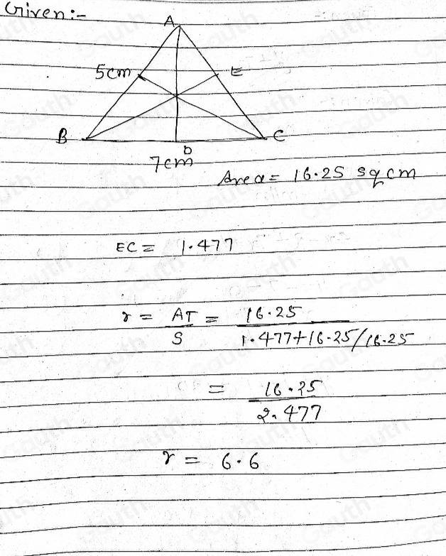 Solved: In triangle ABC, AB=5 cm BC=7 cm , the distance from the ...