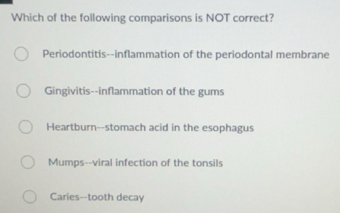 Solved: Which of the following comparisons is NOT correct ...