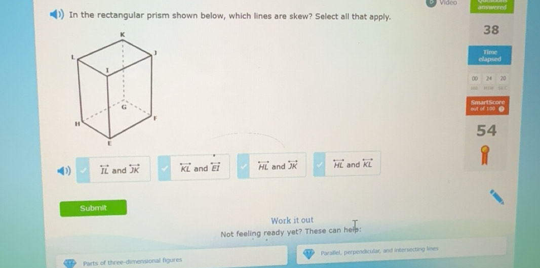 Solved: Video answered In the rectangular prism shown below, which ...