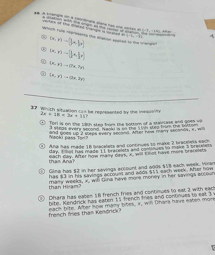 Solved: A triangle on a coordinate plane has one vertex at (-7,-14 ...