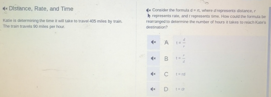 Gelöst:Distance, Rate, and Time Consider the formula d=rt , where d ...