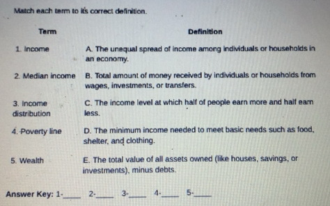 Solved: Match each term to it's correct definition. Term Definition 1 ...