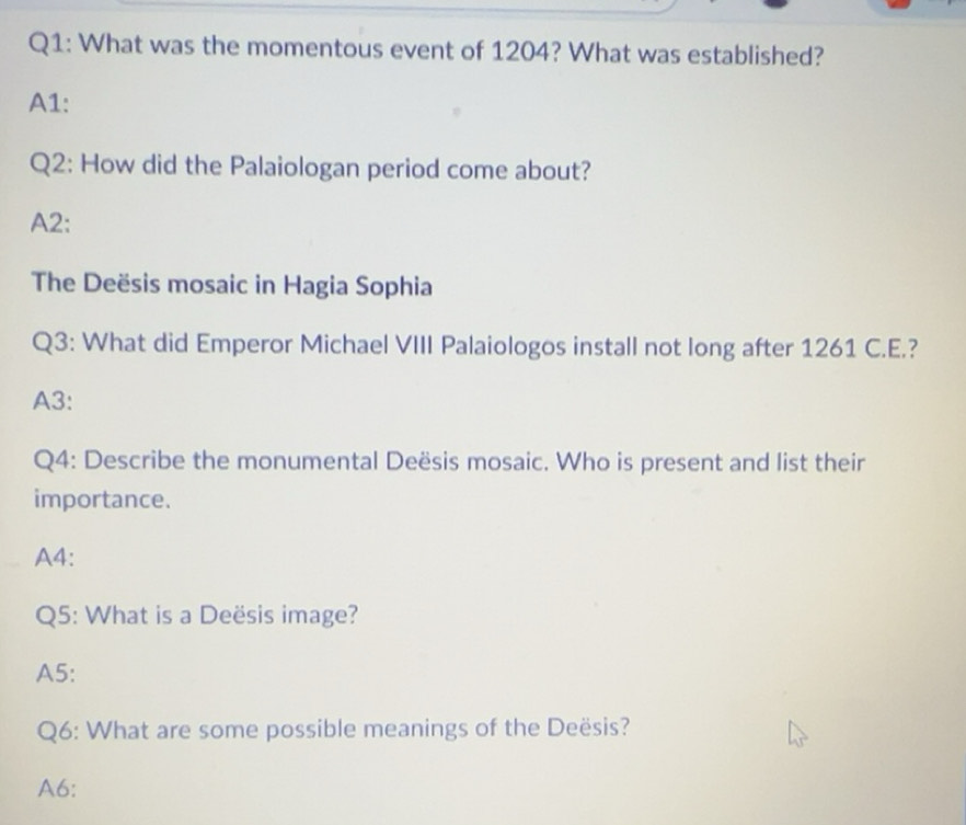 Solved: What was the momentous event of 1204? What was established? A1 ...