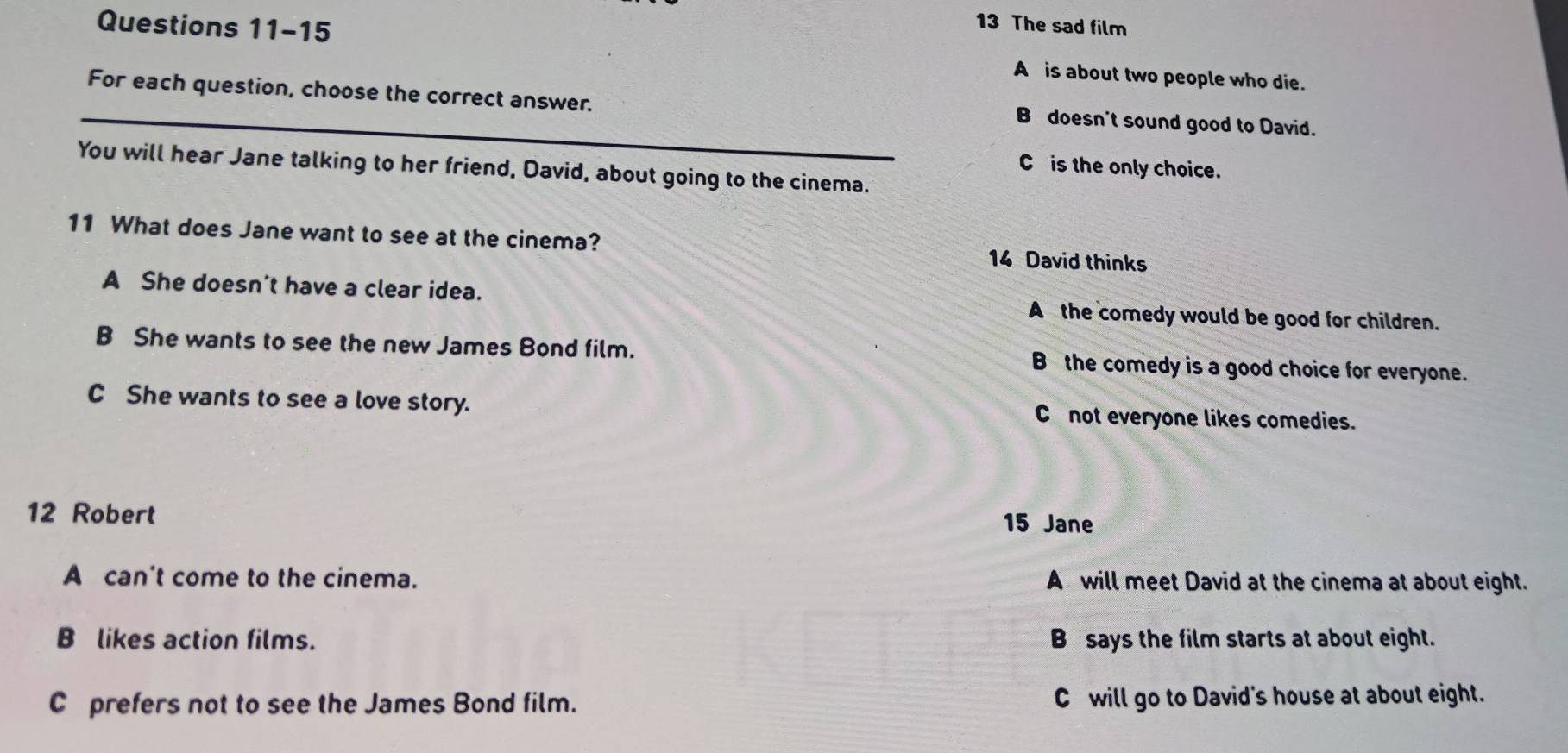 Giải quyết:The sad film Questions 11-15 A is about two people who die ...