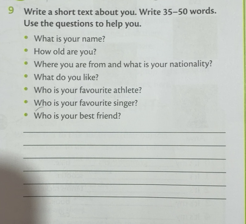 Resuelto:Write a short text about you. Write 35-50 words. Use the ...