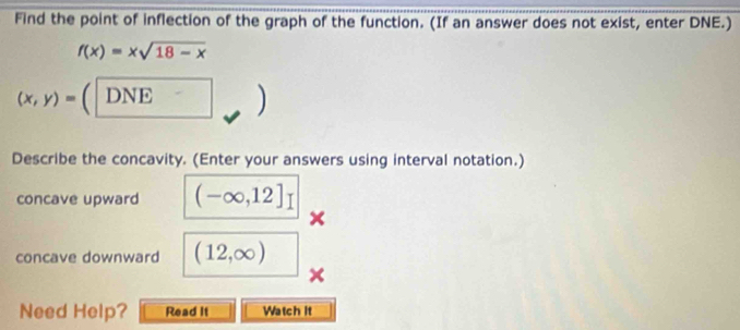 Solved: Find the point of inflection of the graph of the function. (If ...