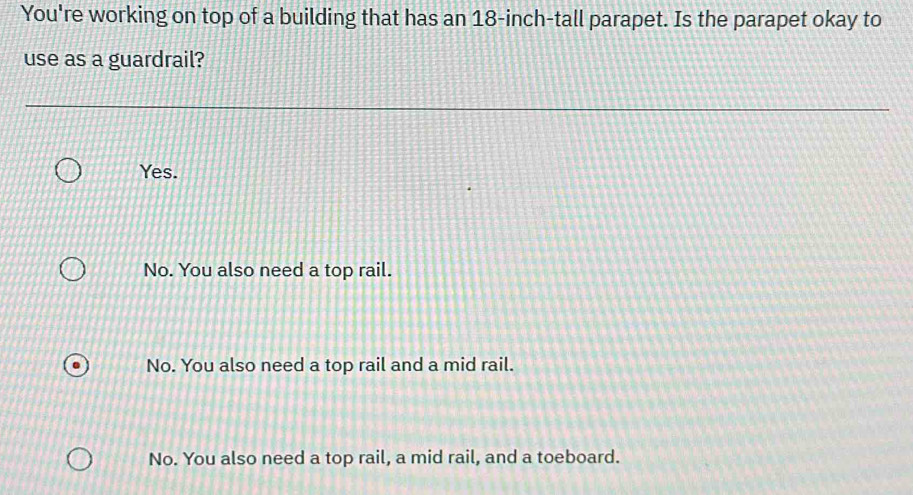 Solved: You're working on top of a building that has an 18-inch -tall ...
