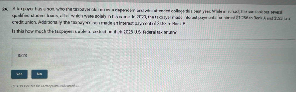 Solved: A taxpayer has a son, who the taxpayer claims as a dependent ...