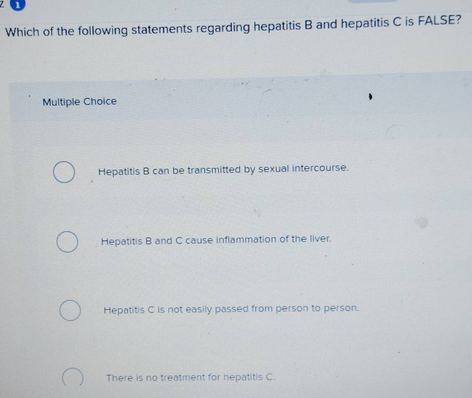 Solved: Which of the following statements regarding hepatitis B and ...