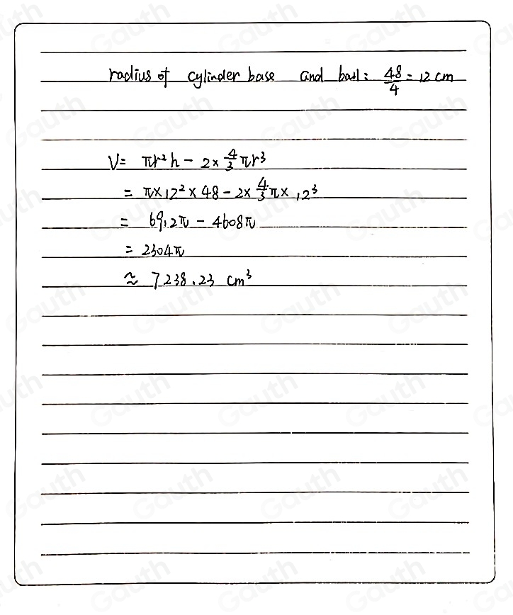 Solved: Two tennis balls fits exactly in the 48 cm tall cylinderical ...